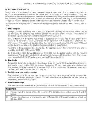 Module 4 - Extra Class Examples Solution - MODULE 4 – CLASS EXAMPLE SOLUTION EXAMPLE 1 Prepare ...