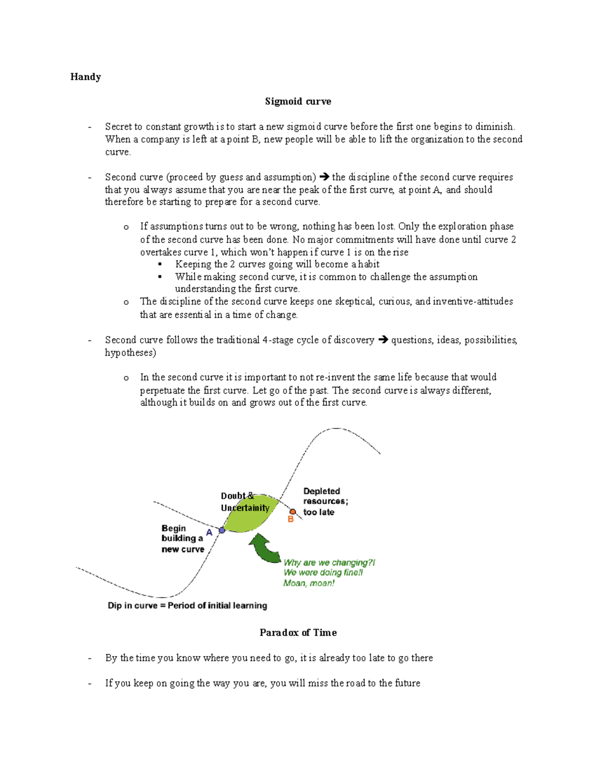 Handy COMM210 NOTES - Handy Sigmoid curve Secret to constant growth is ...