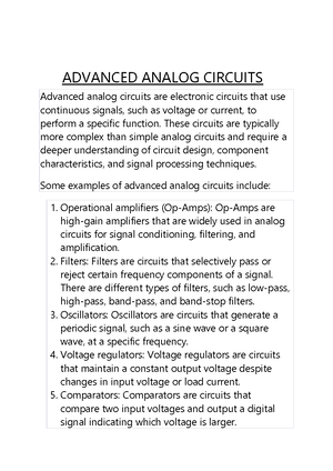 Advance Analog Circuits - Noise b. Distortion c. Stability d. Power ...
