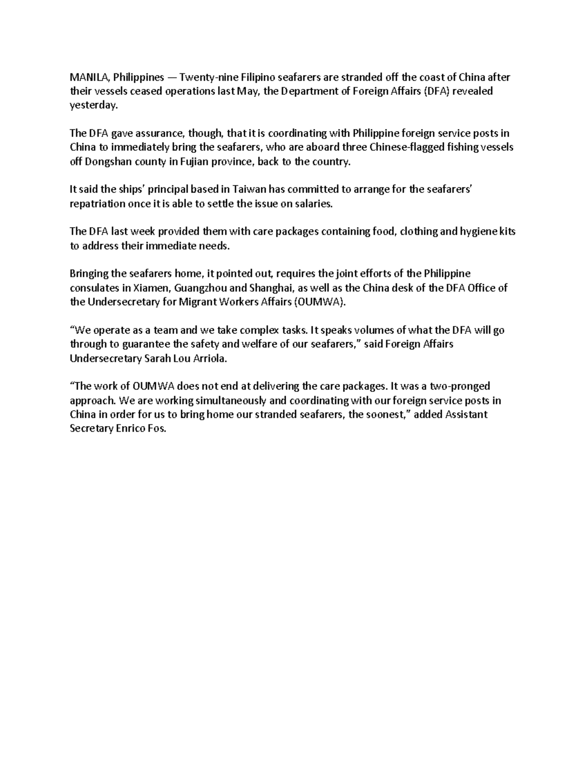 History 1 DFA assurance with Philippine foreign service - MANILA ...