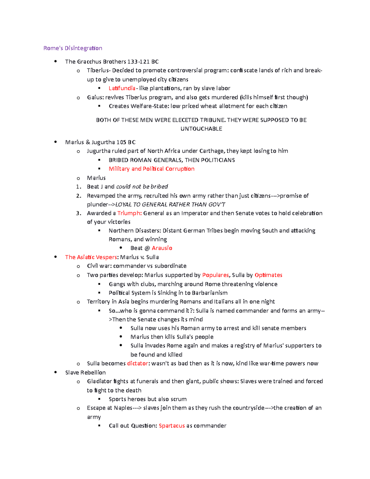 The Fall of the Republic - Rome's Disintegration The Gracchus Brothers ...