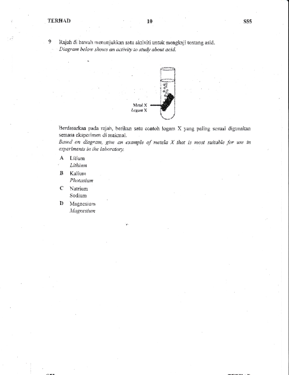 UASA F2 2022 v - uasa form 2 science - I TERIIAD 10 s Rajah di bawah ...