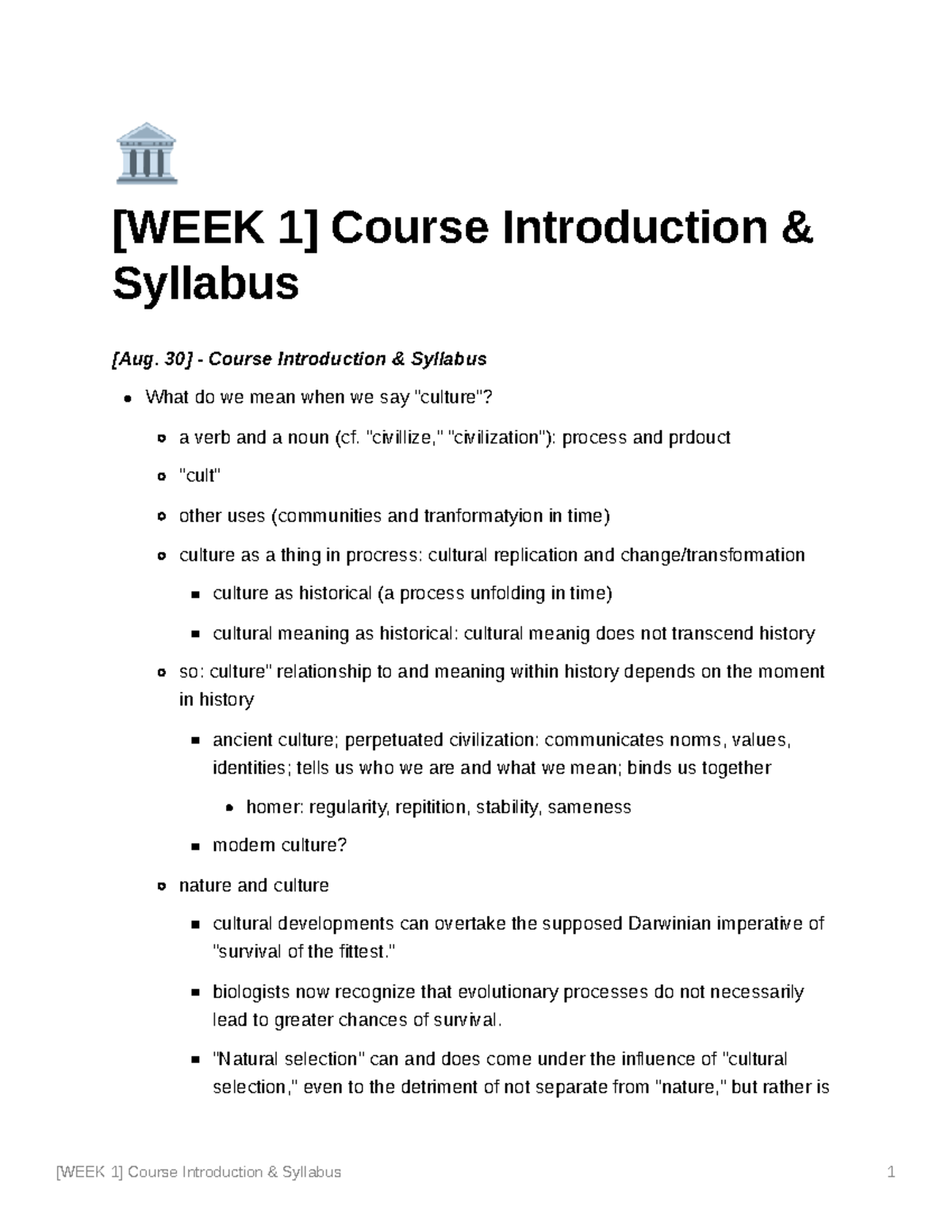 WEEK 1 Course Introduction Syllabus - Ë [WEEK 1] Course Introduction & Syllabus [Aug. 30 ...