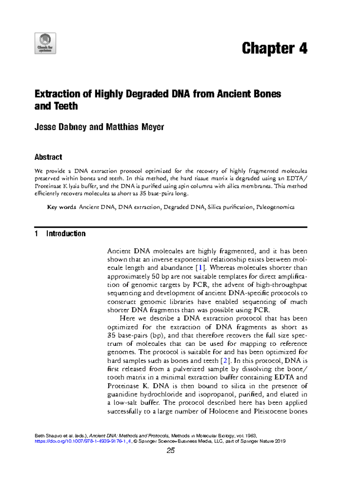 Extraction Of Highly Degraded Dna From Ancient Bones And Teeth Chapter 4 Extraction Of Highly