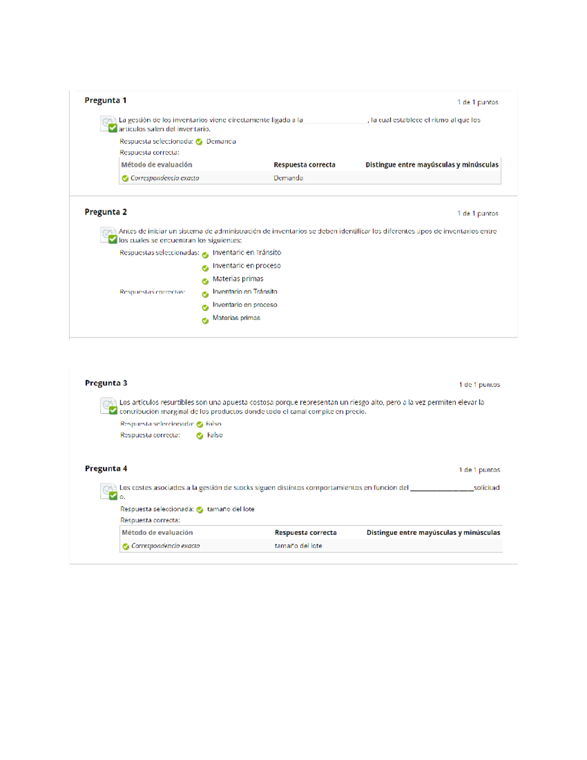 Actividad 5. Automatizada - Pregunta 1 1 de 1 puntos La gestión de los inventarios viene - Studocu