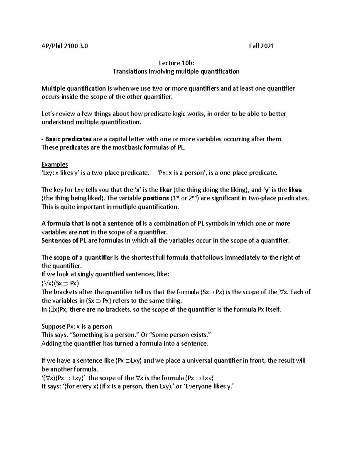 Lecture 10b - AP/Phil 2100 3 Fall 2021 Lecture 10b: Translations ...