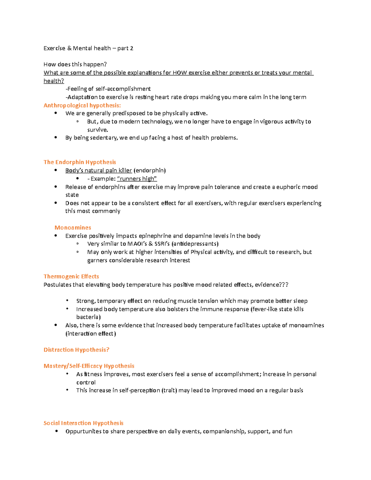 Exercise and mental health part 2 - Exercise & Mental health – part 2 ...