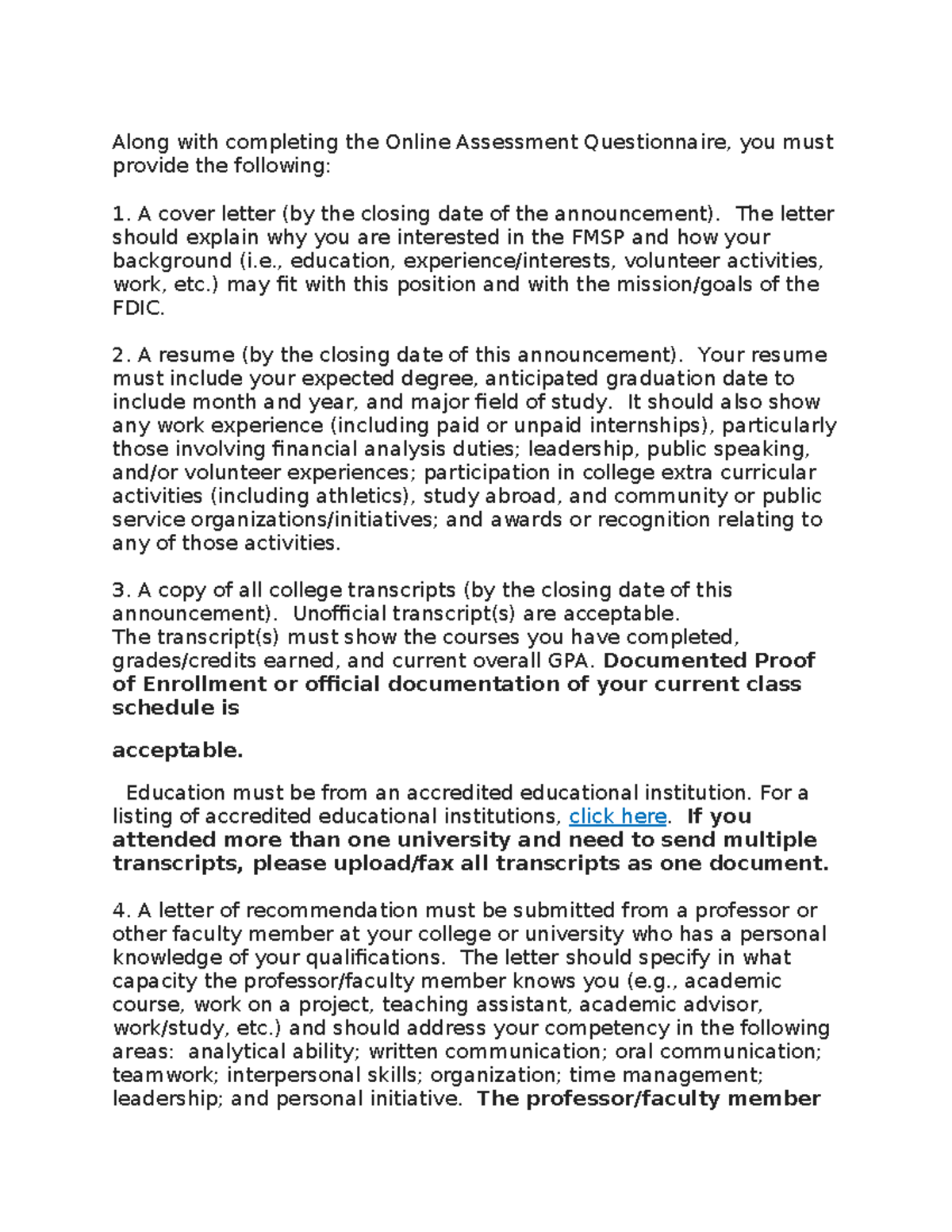 FDIC info - Along with completing the Online Assessment Questionnaire ...