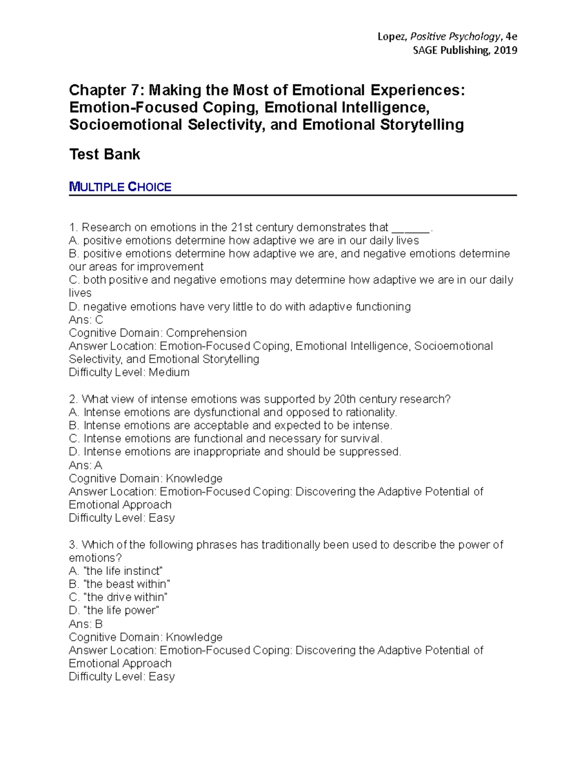 Chapter 7 Question Practice - SAGE Publishing, 2019 Chapter 7: Making ...