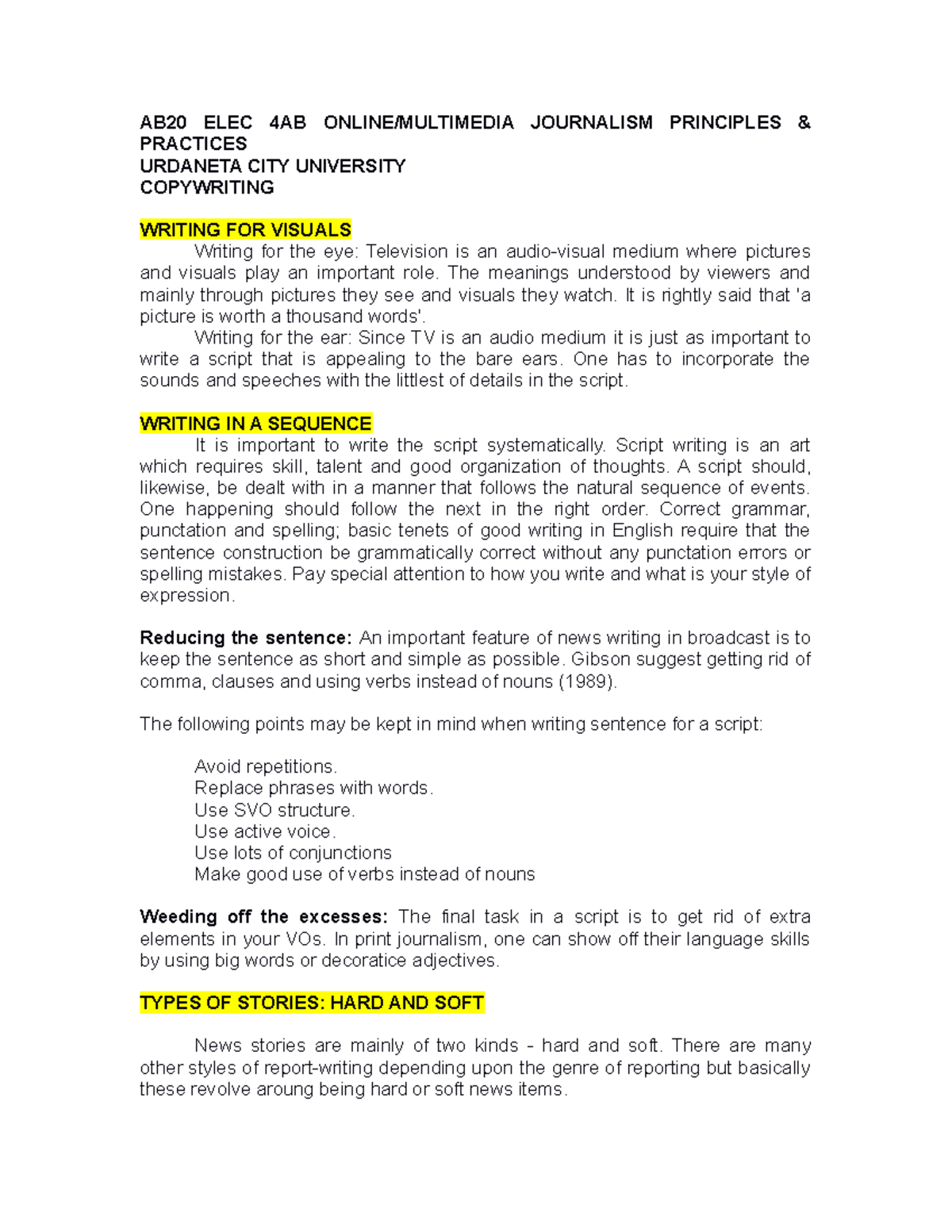 Writing FOR Visual, Sequence AND MORE - AB20 ELEC 4AB ONLINE/MULTIMEDIA ...