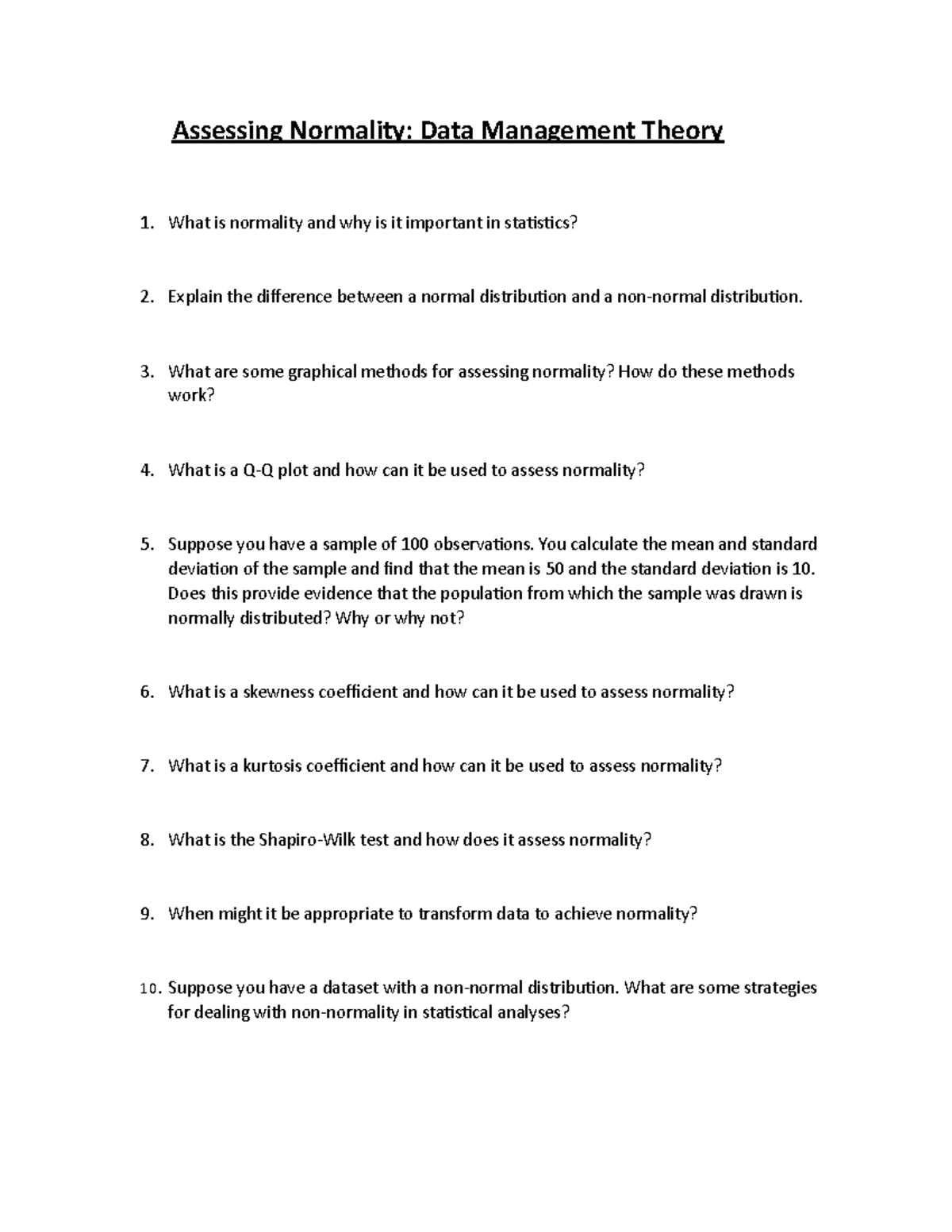 Assessing Normality Data Management Theory - What are some graphical ...