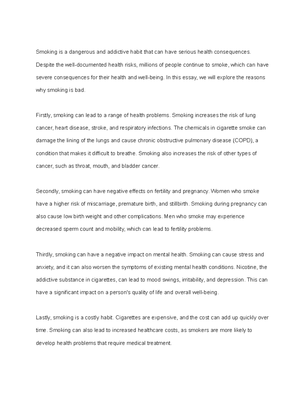 Reasons why smokig is bad - Smoking is a dangerous and addictive habit ...