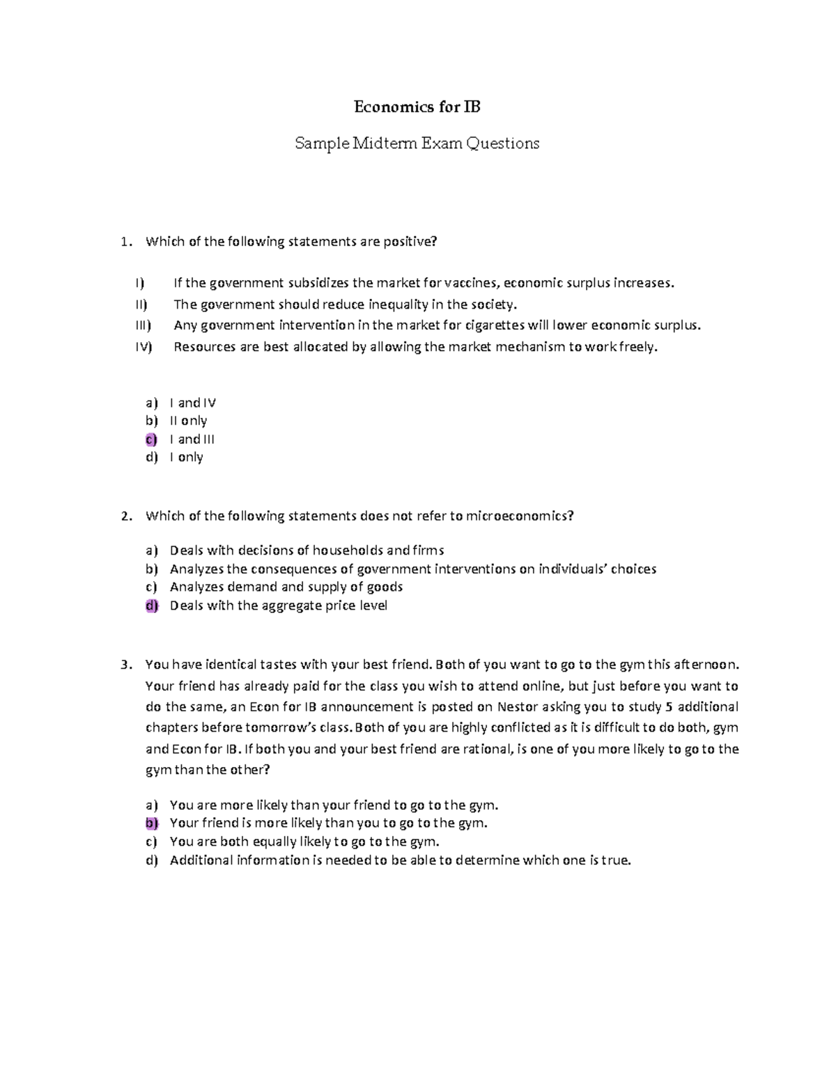 Sample Midterm Exam 2021-2 - Economics for IB Sample Midterm Exam ...