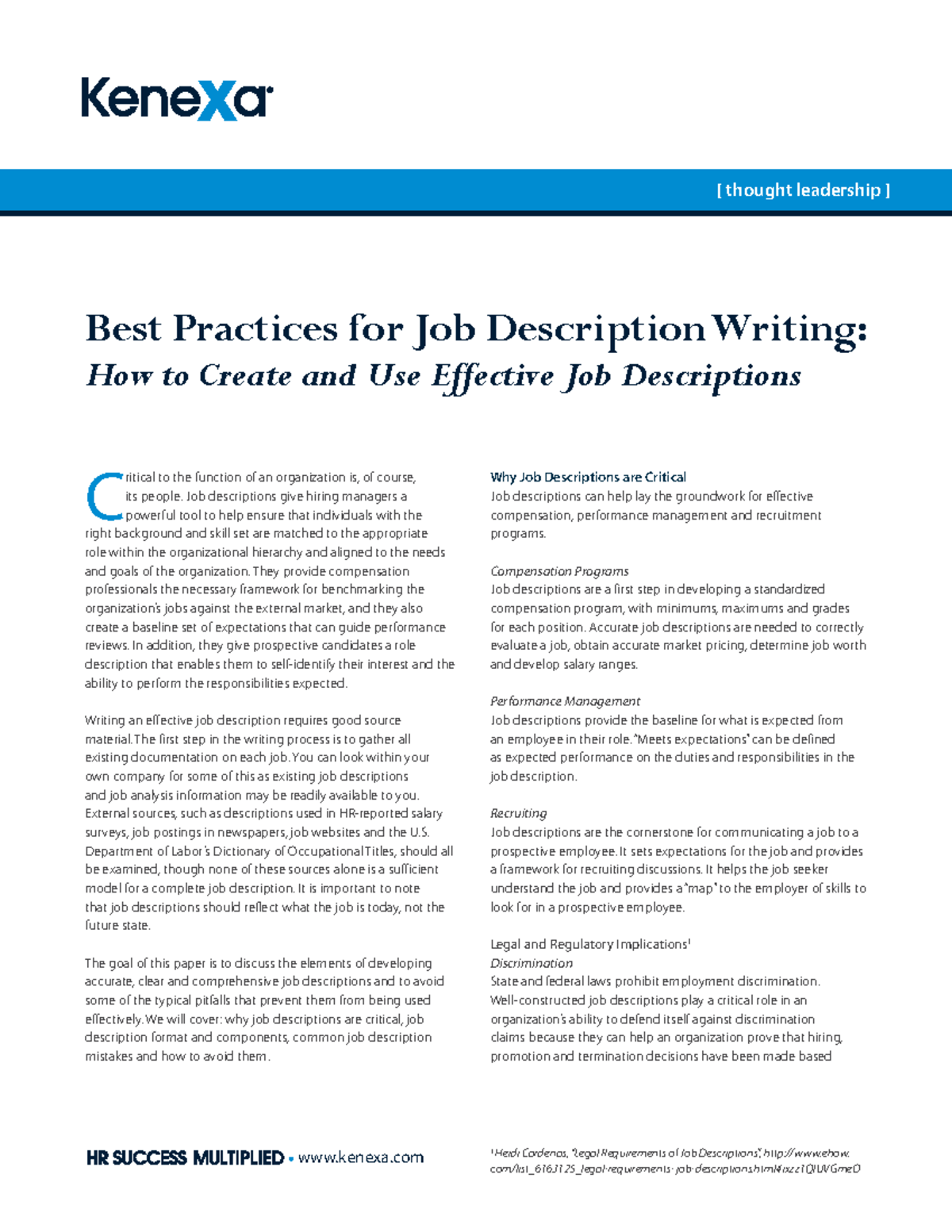 Kenexa White Paper Best Practices for Job Description Writing - C ...