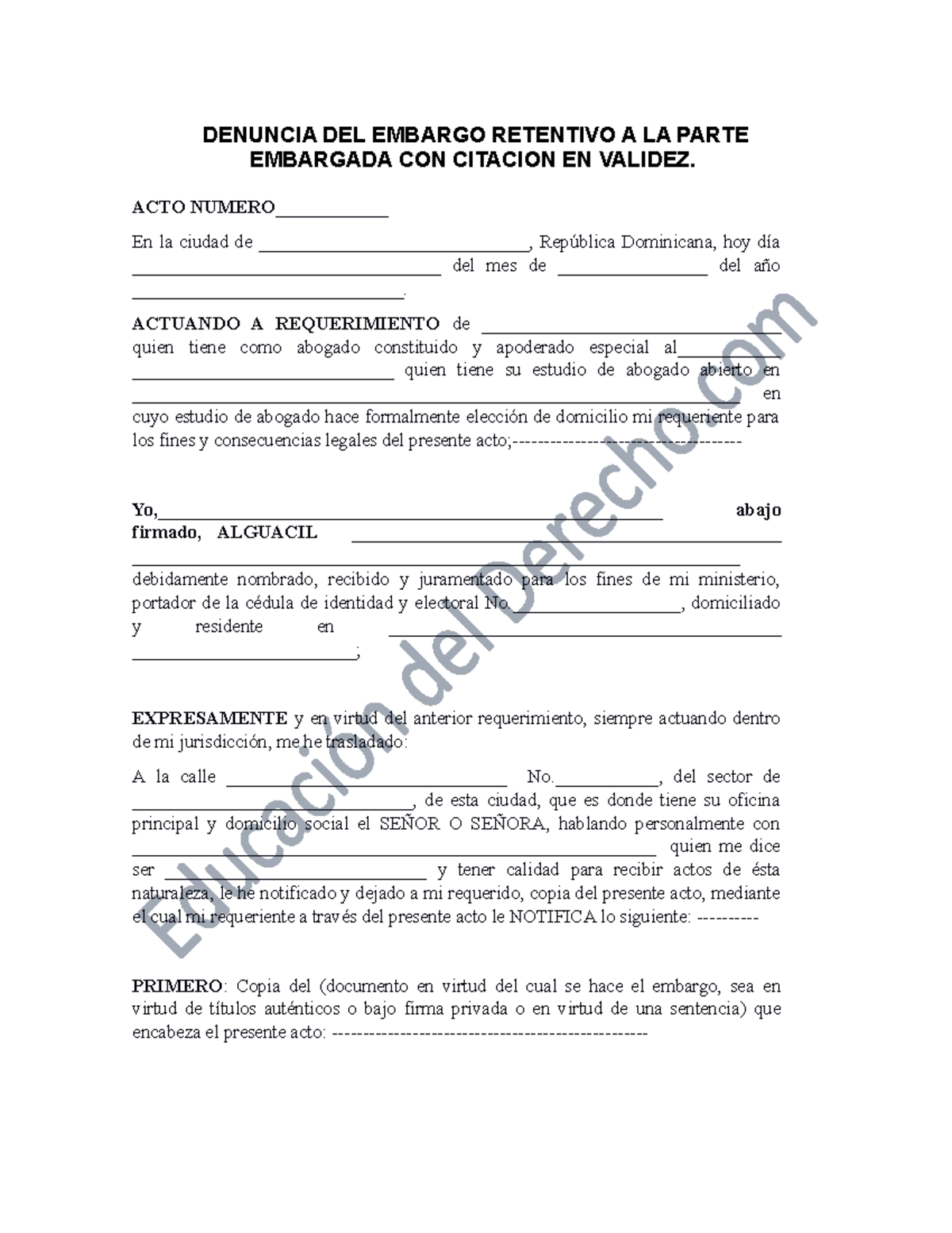 1...... Denuncia DEL Embargo Retentivo A LA Parte Embargada CON ...