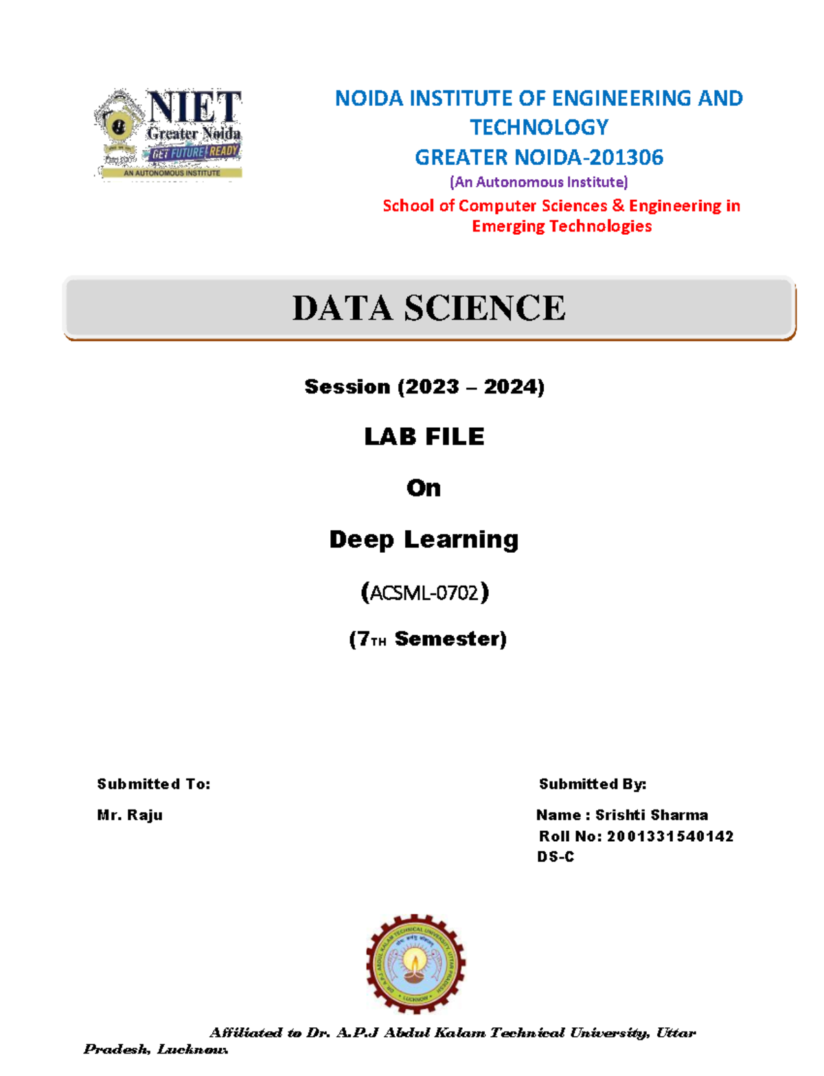 Deep learning File - NOIDA INSTITUTE OF ENGINEERING AND TECHNOLOGY ...