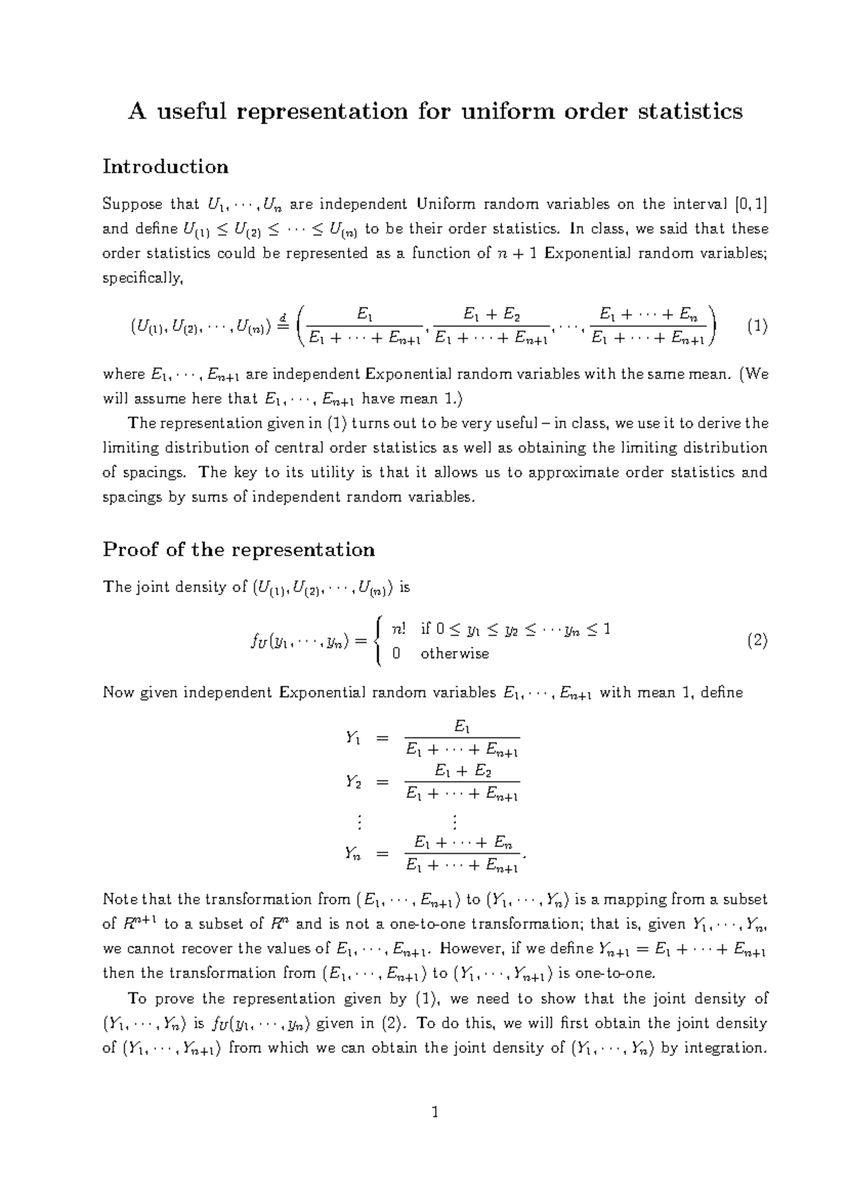 Orderstatistics - order statistics - A useful representation for ...