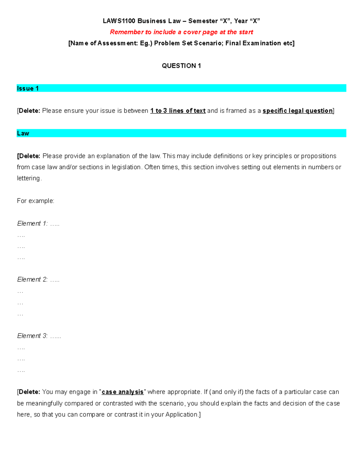 LAWS 1100 Business Law - ILAC Template - 1100 - UQ - Studocu