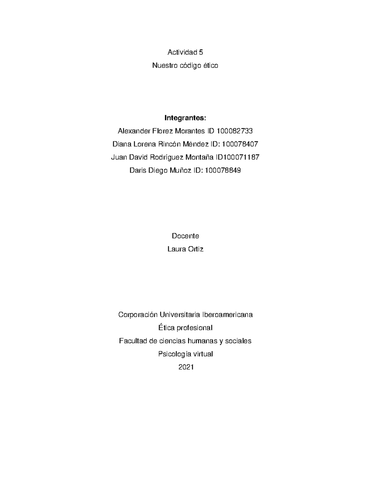Actividad 5 Codigos DE Eticaa co - Actividad 5 Nuestro código ético ...