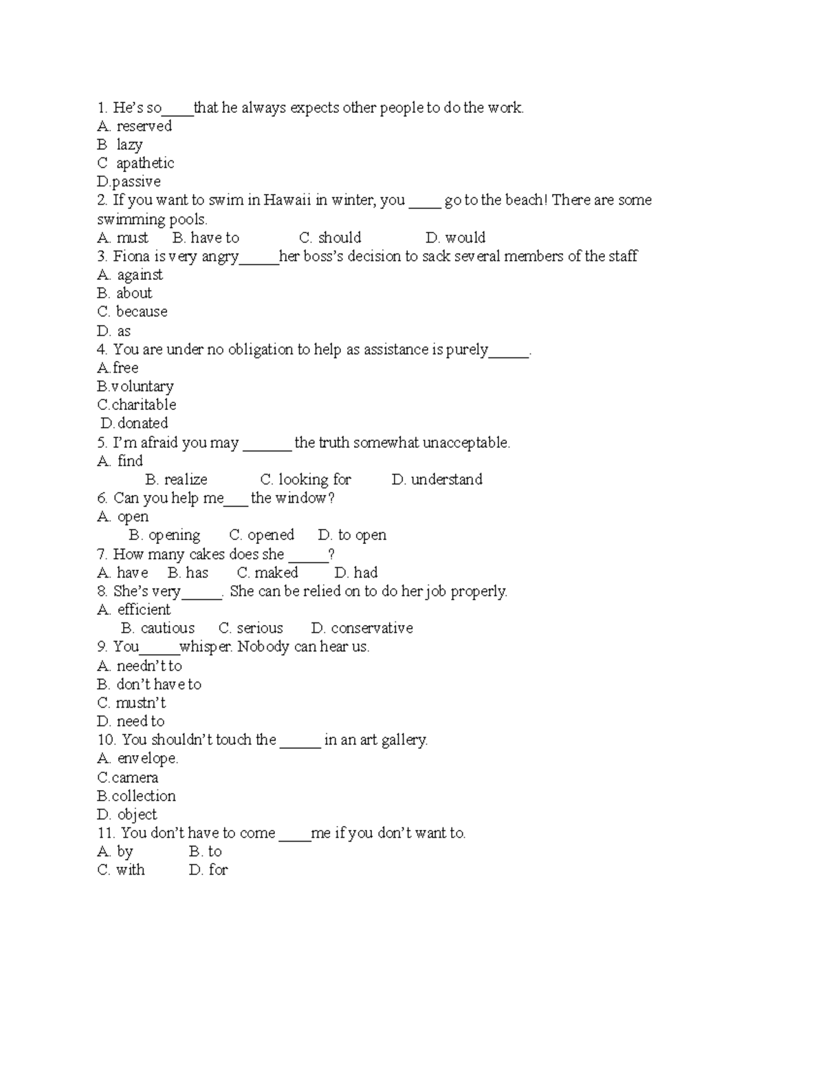 80 Questions Practice In Level B1 He s So that He Always Expects