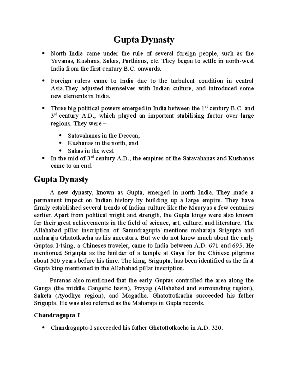 The Guptas and Vakatakas - Gupta Dynasty North India came under the ...