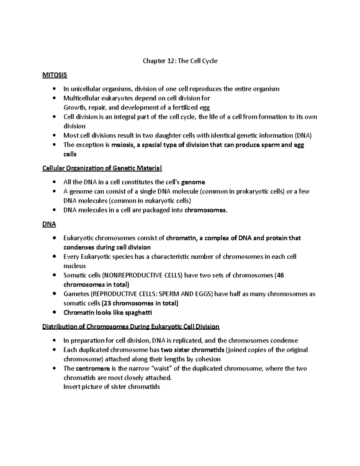 Chapter 12- The Cell Cycle Bio Notes - Chapter 12: The Cell Cycle ...