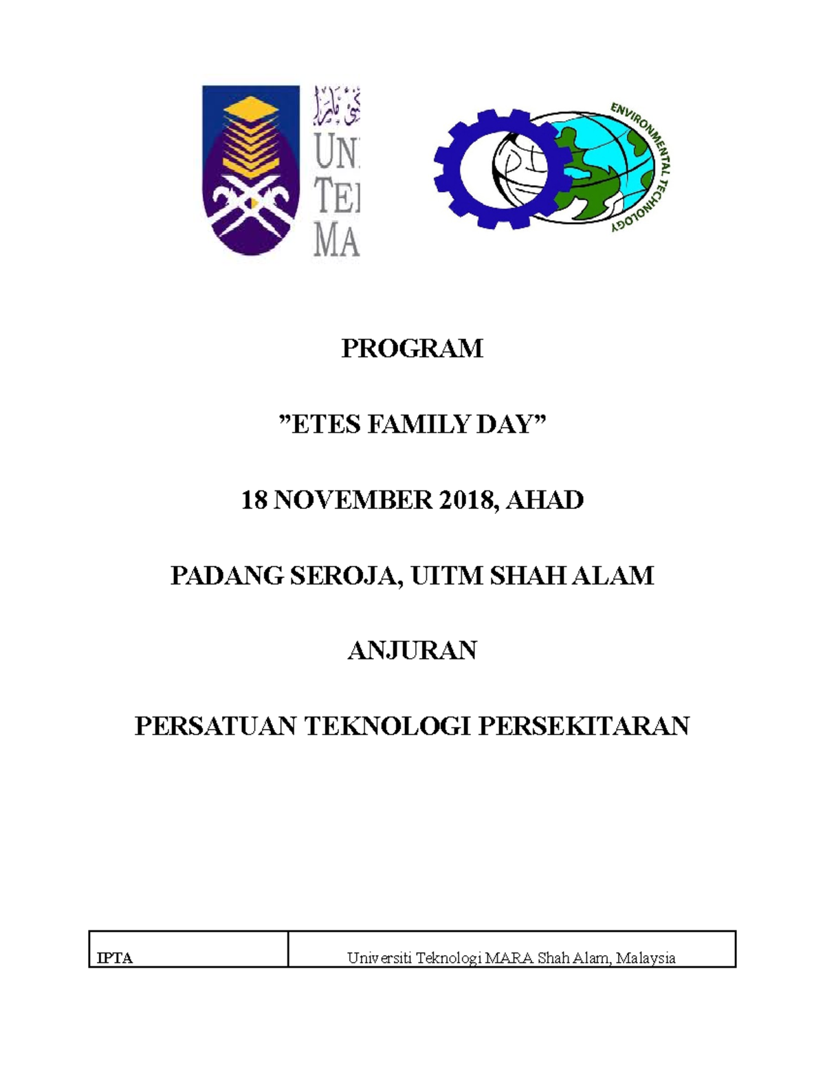 ETES Family Day Paperwork - PROGRAM ”ETES FAMILY DAY” 18 NOVEMBER 2018 ...