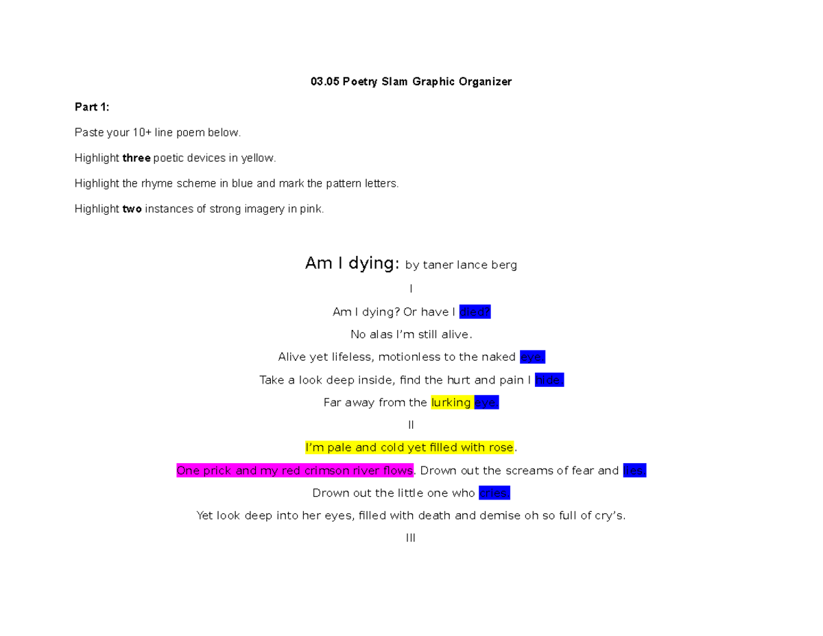 Poetry slam graphic organizer - 03 Poetry Slam Graphic Organizer Part 1 ...