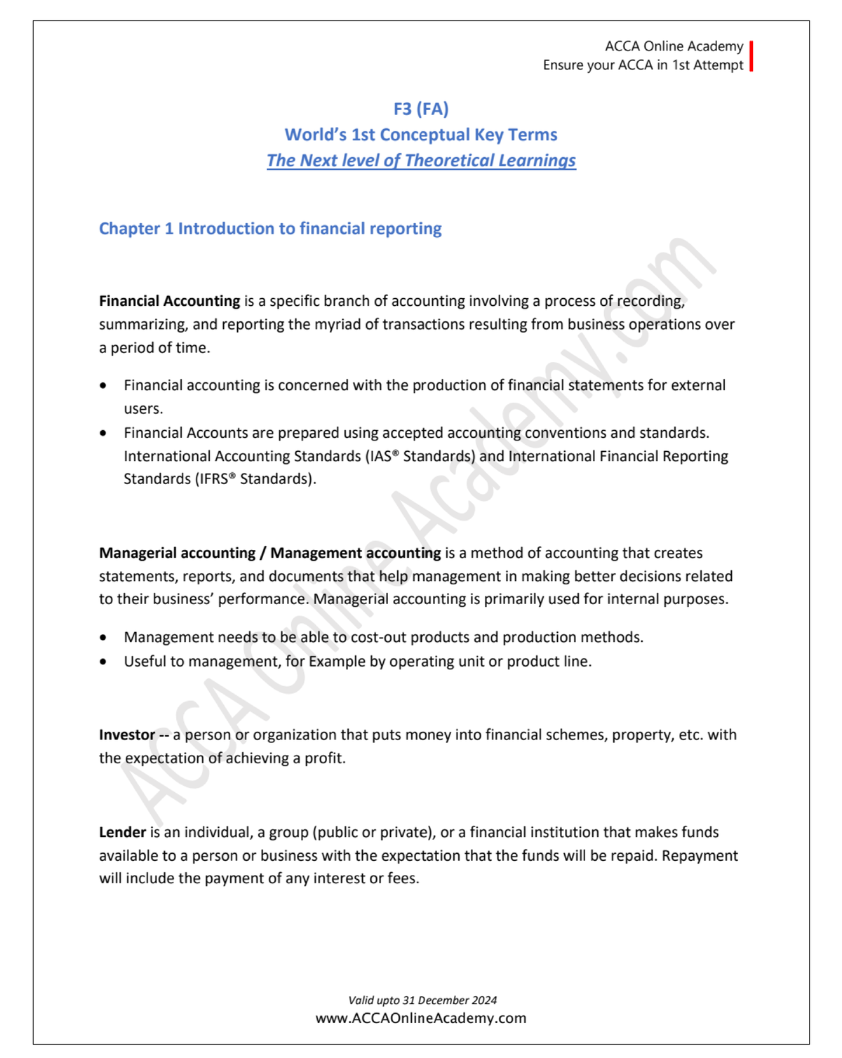 fa revision notes - ACCA Online Academy Ensure your ACCA in 1st Attempt ...