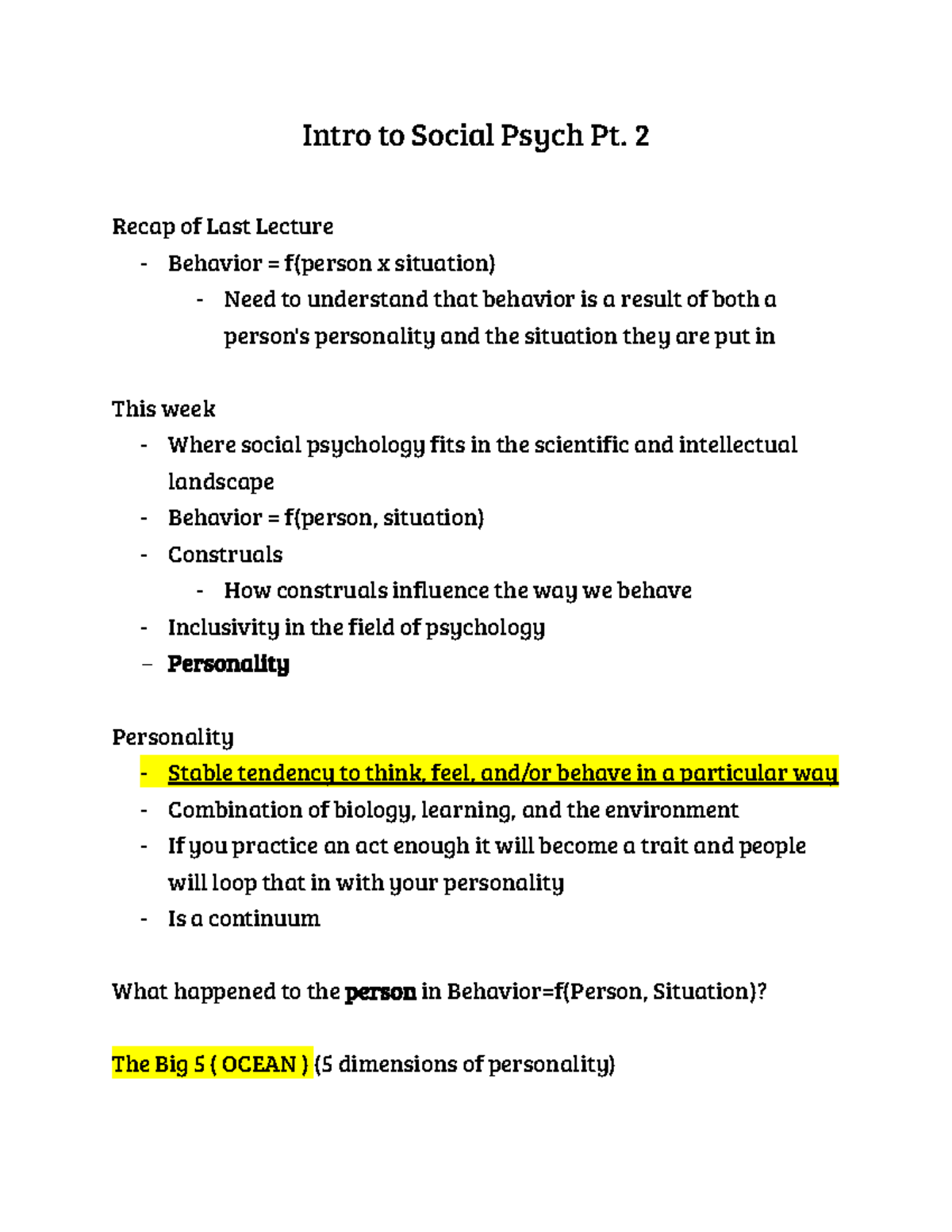 3 Social Psych Lecture - Intro to Social Psych Pt. 2 Recap of Last ...