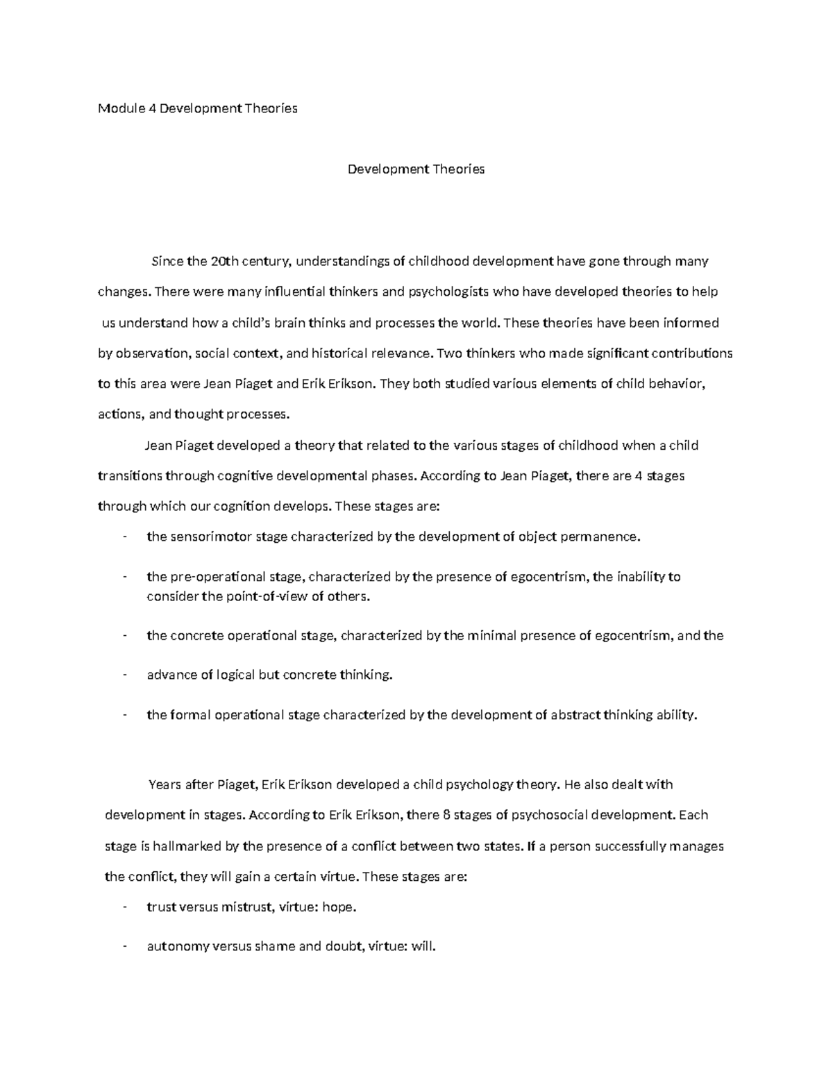 Module 4 Development - Module 4 Development Theories Development ...