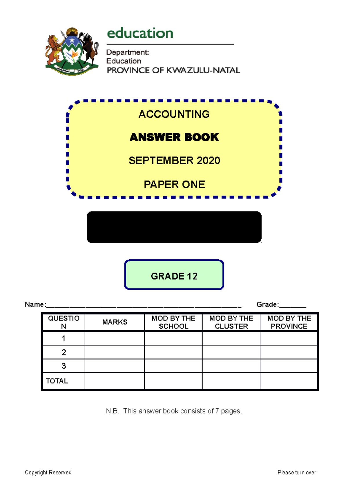 KZN Trial P1 2020 AB school accounting latest paper - - Studocu