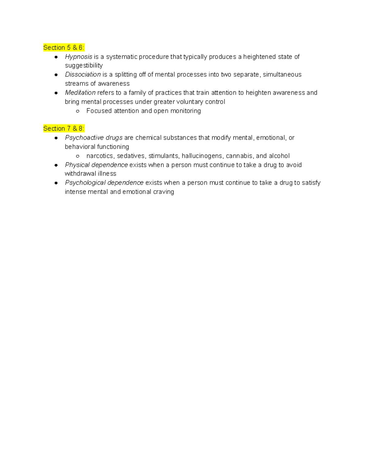 Chapter 5 - PY 101 - Section 5 & 6: Hypnosis is a systematic procedure ...