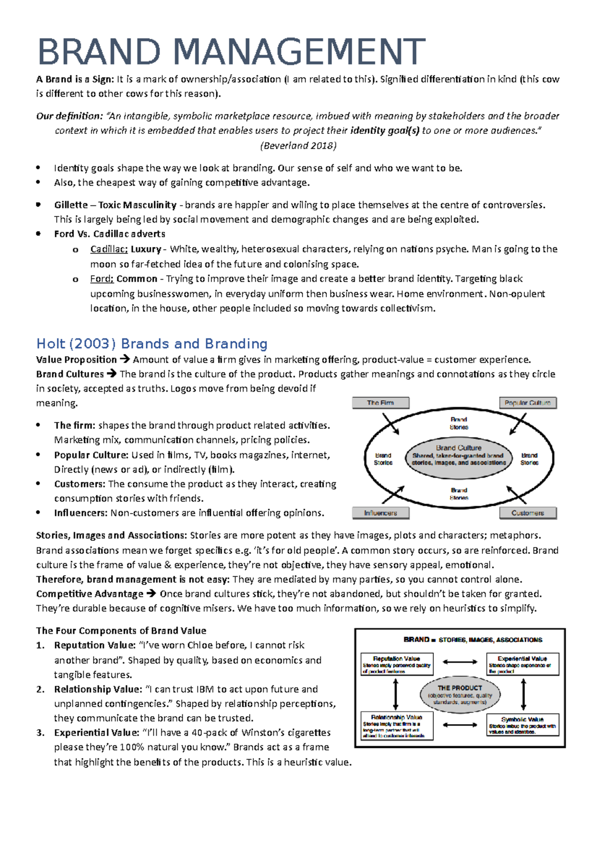 Brand Management Revision Pack - BRAND MANAGEMENT A Brand is a Sign: It ...
