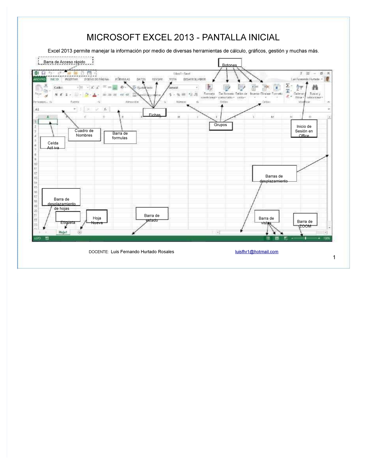 [PDF] Manual Excel 201 - MICROSOFT EXCEL 2013 - PANTALLA INICIAL Excel 2013 permite manejar la ...