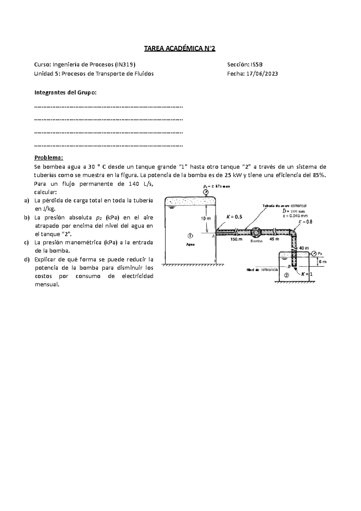 TA2 - TA2 procesos - TAREA ACADÉMICA N° Curso: Ingeniería de Procesos (IN319) Sección: IS5B ...