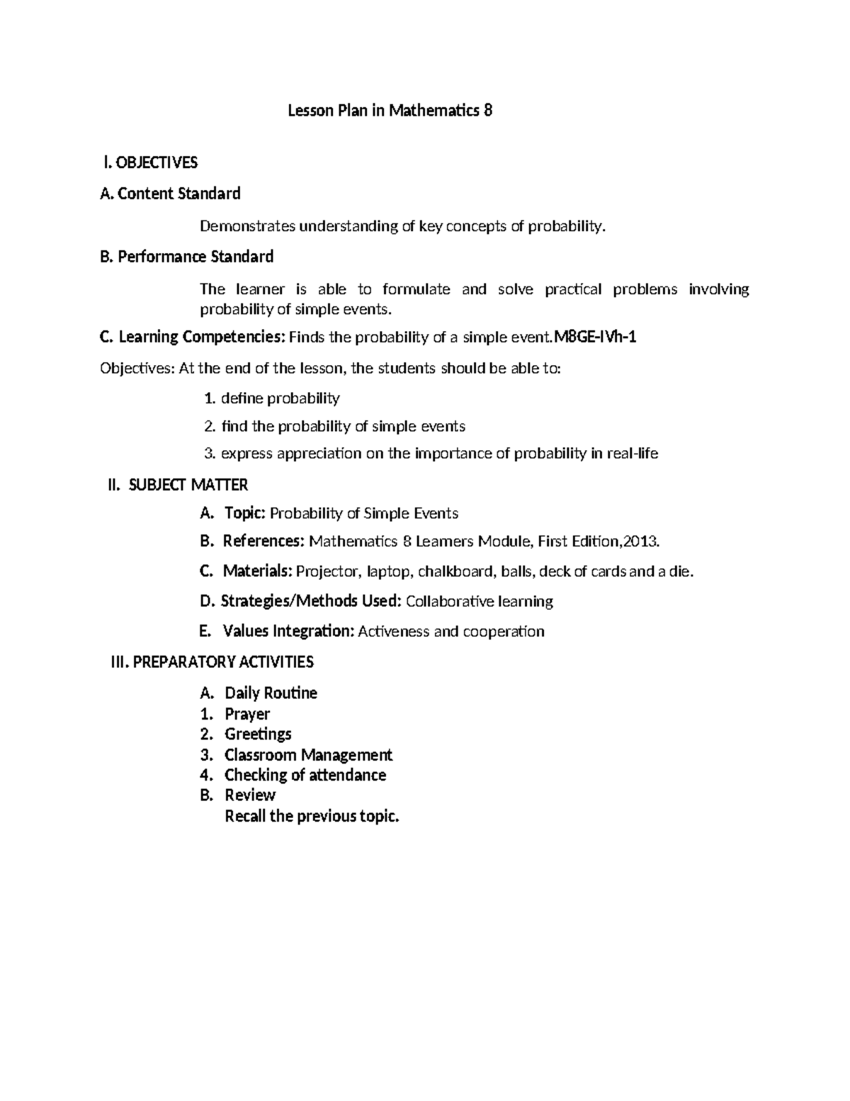 Semi Detailed Lesson Plan in math8final - Lesson Plan in Mathematics 8 ...