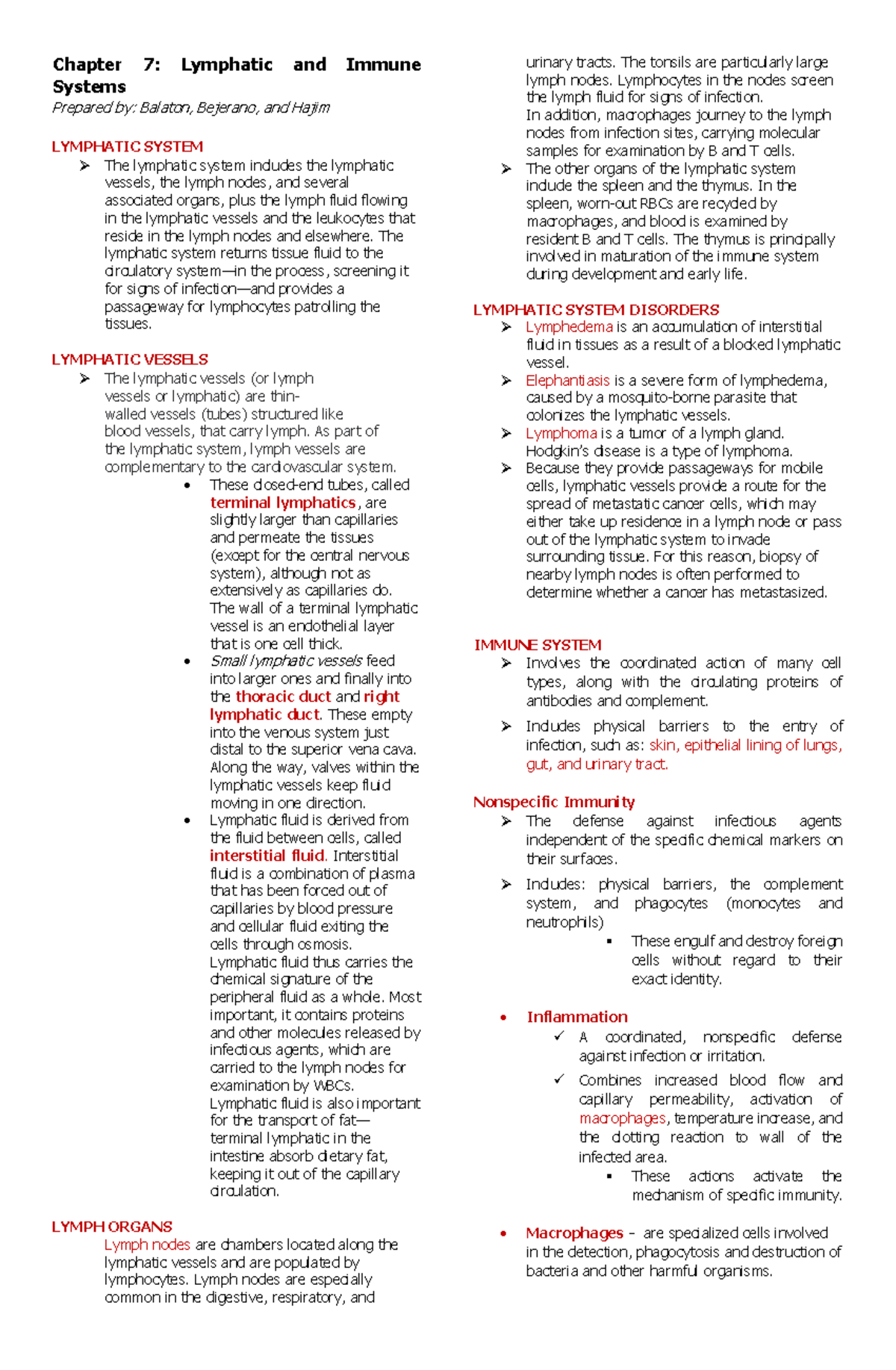 Pmlsp 2 Lymphatic and Immune Systems - Chapter 7: Lymphatic and Immune ...