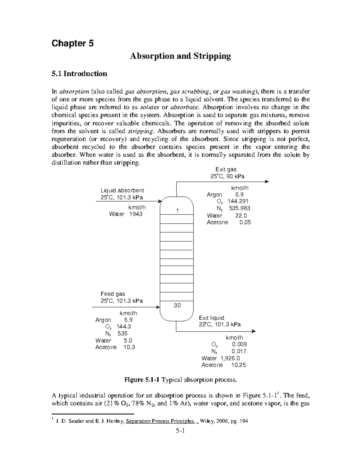 Chap5-1 - termodinamica stripping collum - Chapter 5 Absorption and Stripping 5 Introduction In ...