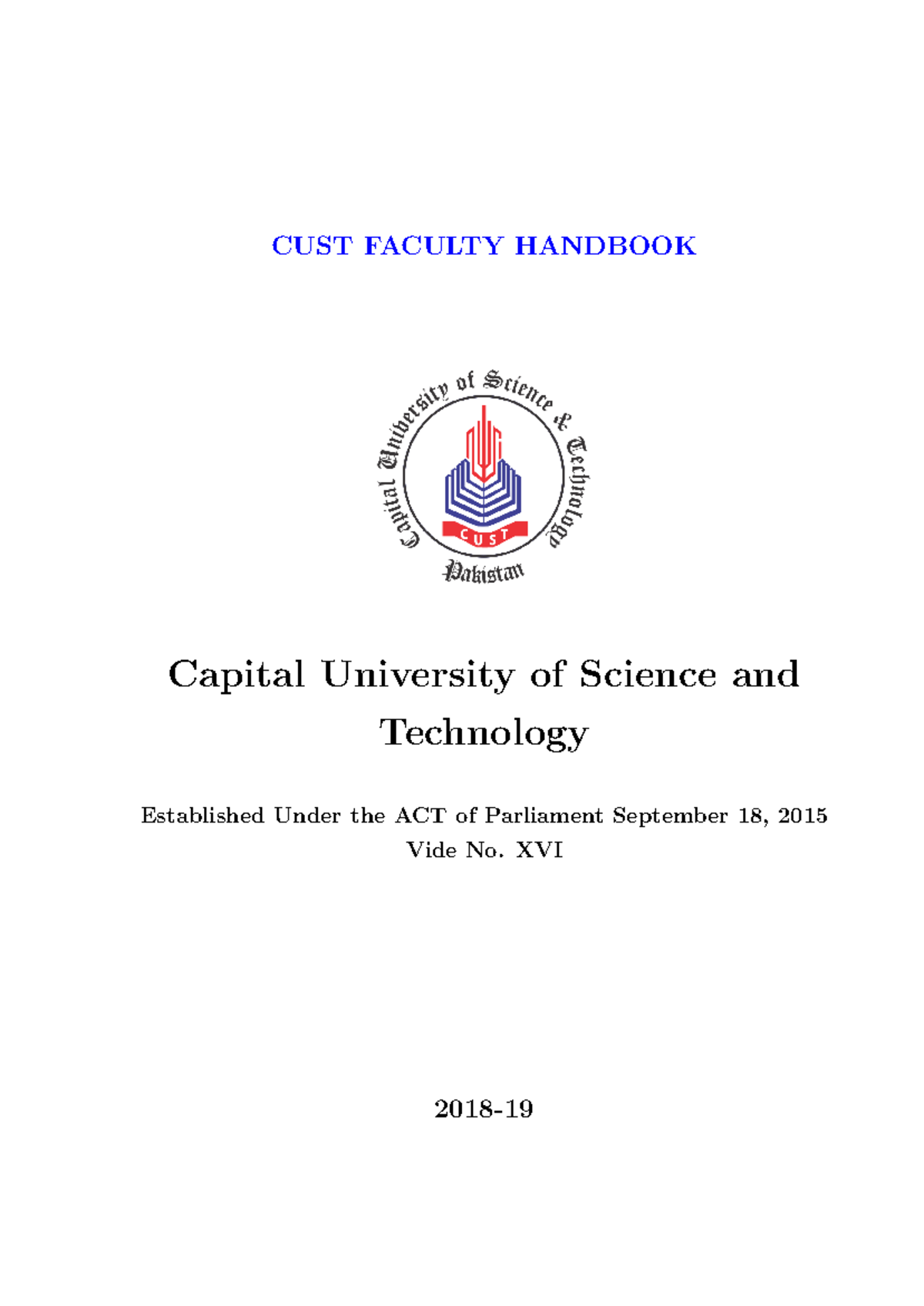 CUST Faculty Hand Book as on 23 Oct 2019 - CUST FACULTY HANDBOOK ...