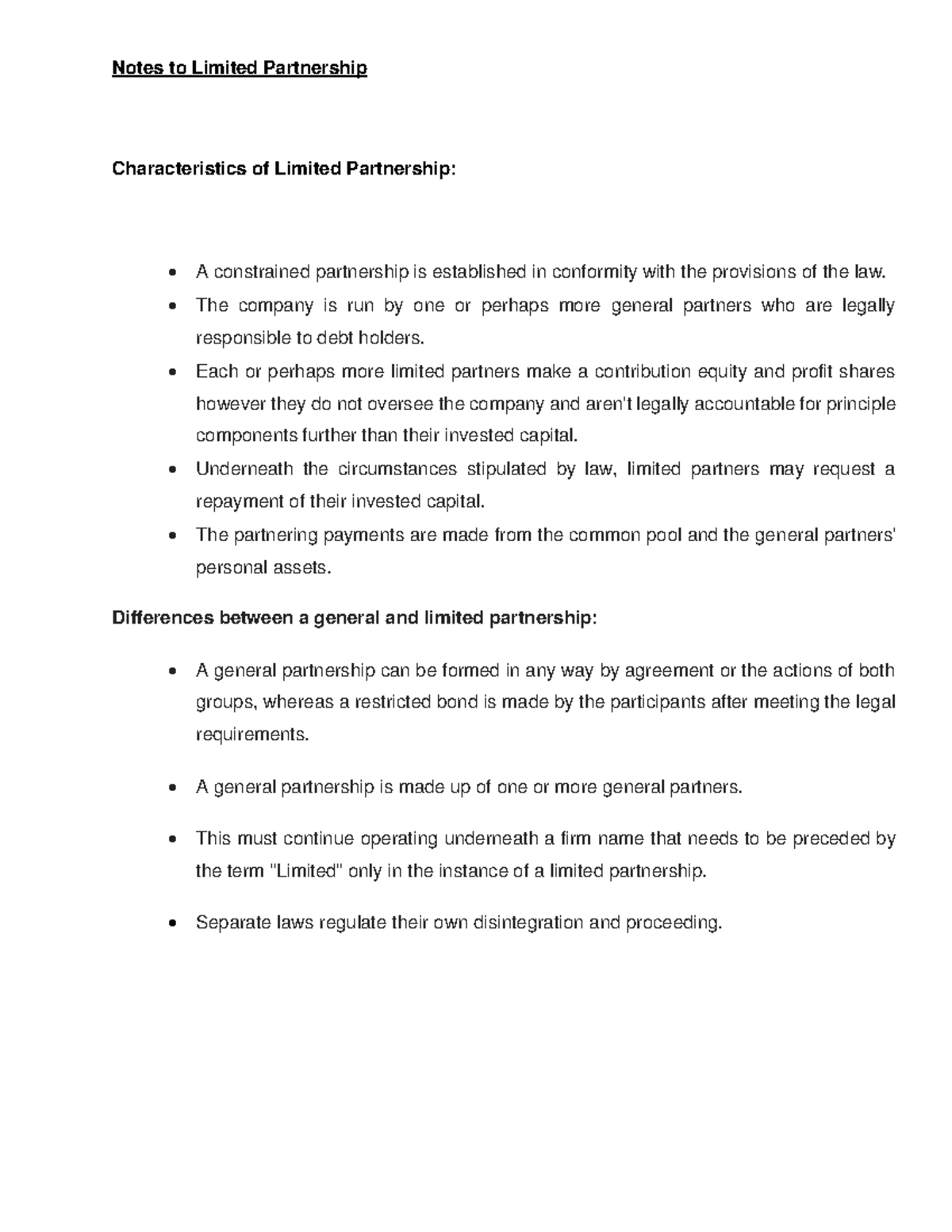 Notes to Limited Partnership - Notes to Limited Partnership ...