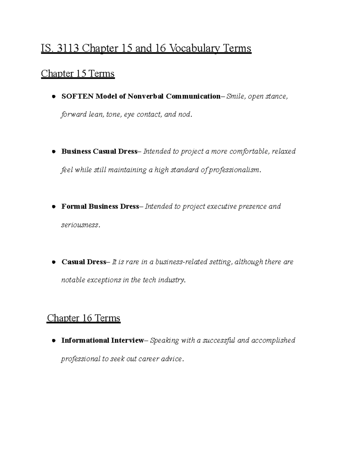 IS. 3113 Chapter 15 and 16 Vocabulary Terms - IS. 3113 Chapter 15 and ...