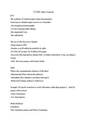 Spring 2023 CO101 Syllabus - CO101 The World of Communication: The ...