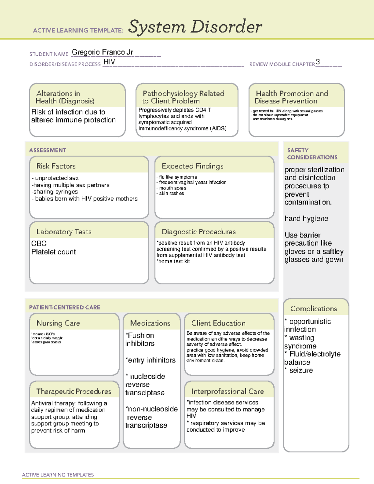 Peds temp 1 Final - ACTIVE LEARNING TEMPLATES System Disorder STUDENT ...