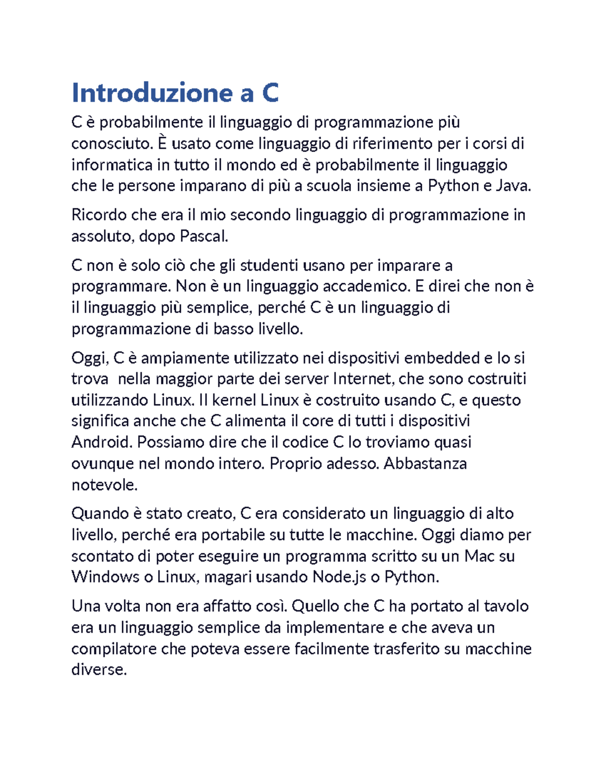 Manuale C - Riassunto Fisica - Introduzione a C C è probabilmente il ...
