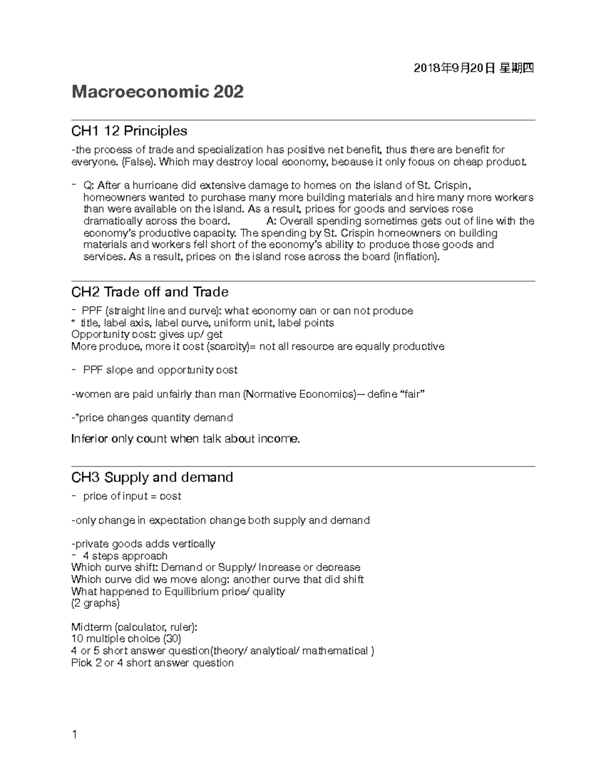 Macroeconomic 202 - summary of the course - Macroeconomic 202 CH1 12 ...