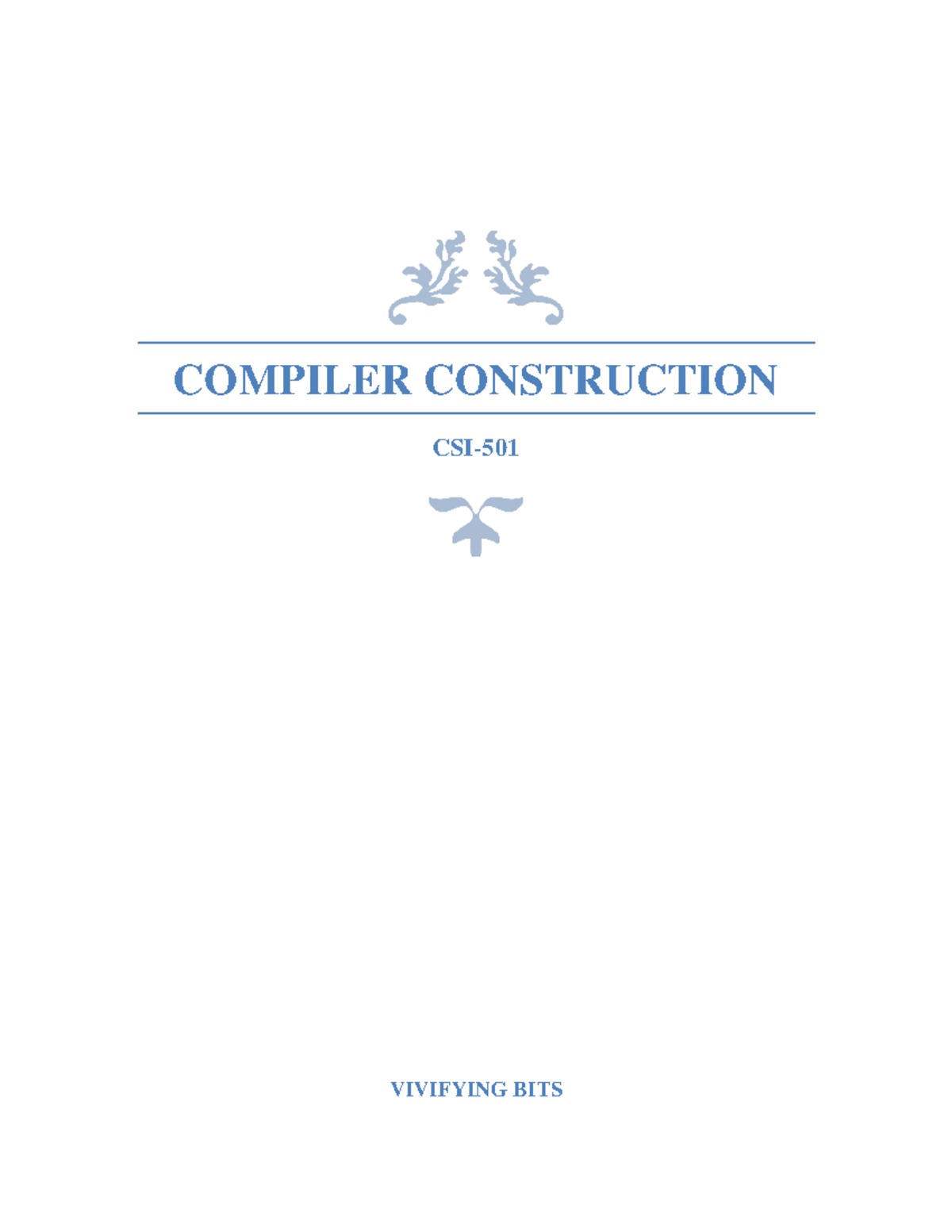 Compiler Construction - COMPILER CONSTRUCTION CSI- VIVIFYING BITS TABLE ...