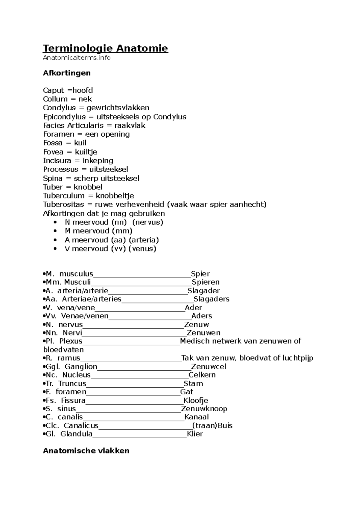 Terminologie Anatomie - Terminologie Anatomie Anatomicalterms ...