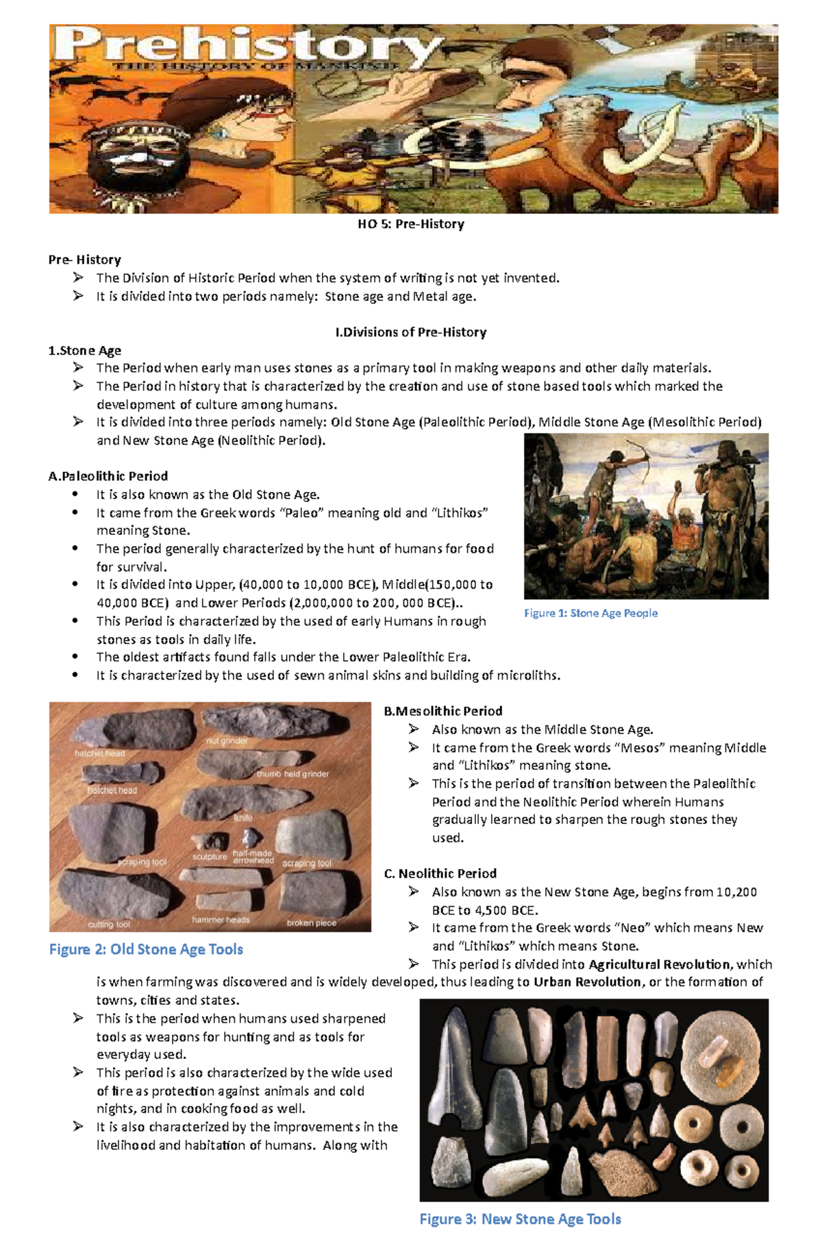 HO 5 Pre History - HO 5: History The Division of Historic Period when ...