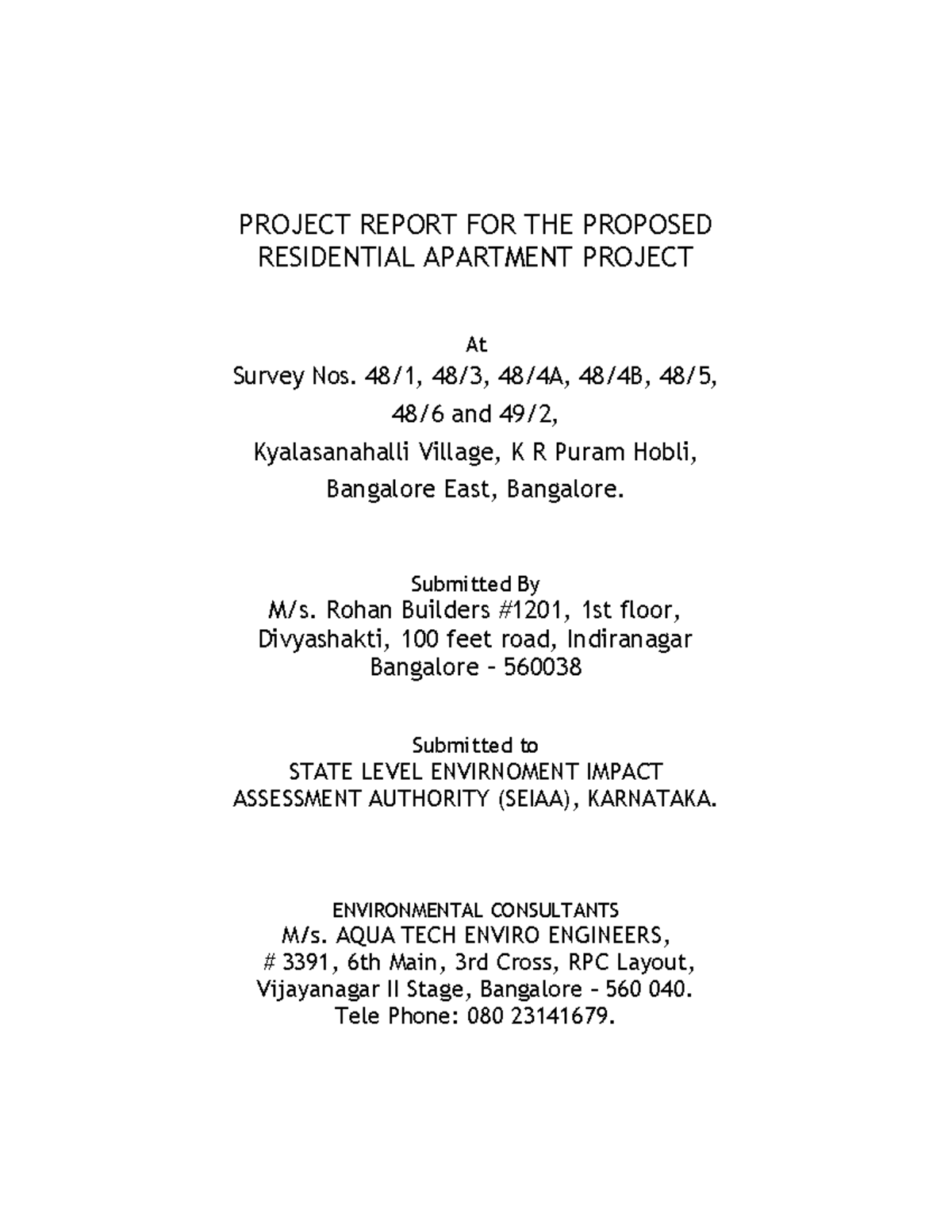 Real Estate Project Report - PROJECT REPORT FOR THE PROPOSED ...